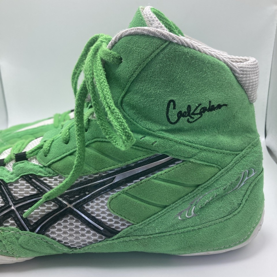 Asics Cael V5.0 Wrestling Shoes Mens Size 13 Green Athletic Sneaker Mid ...