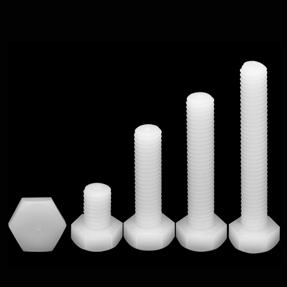 Nylon Plastic Hex Bolt Head Fully Threaded Set Screws Bolts M3 M4 M5 M6 ...