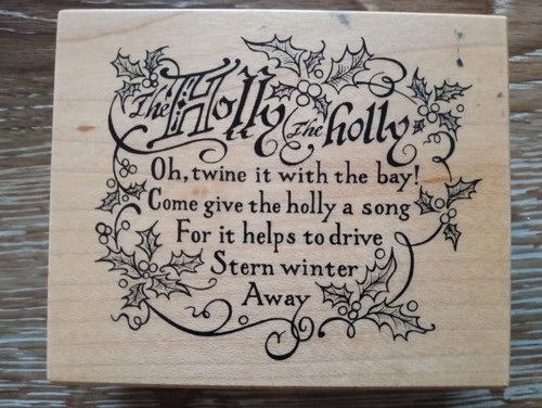 Holly Poem Christmas Stamp Wood Mounted Stamp Card Making Greeting | eBay