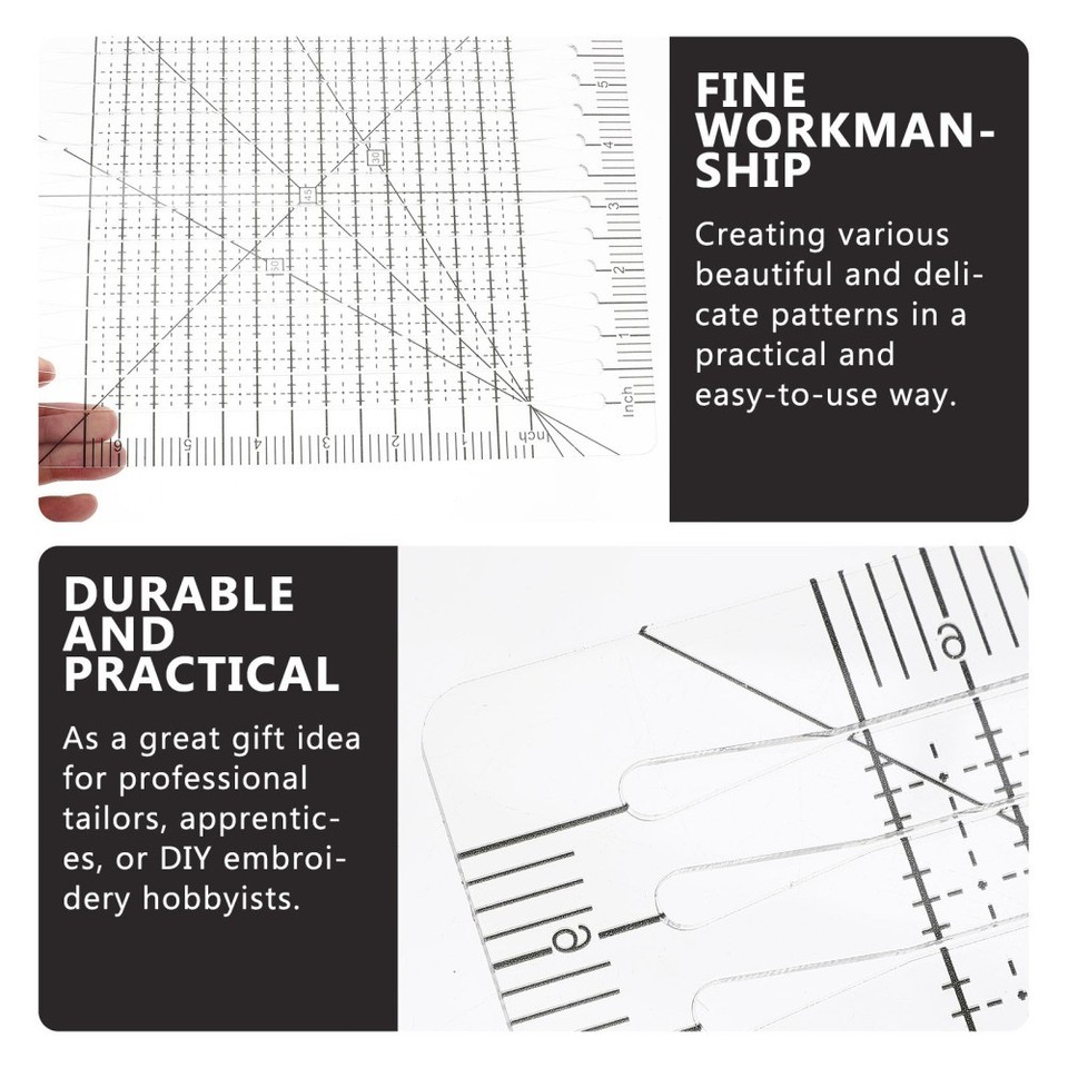 2 Count Cutting Ruler Slotted for Quilting Portable Sewing Clear | eBay