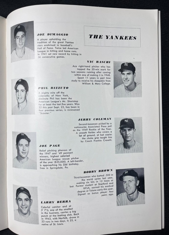 1950 NEW YORK YANKEES vs. PHILADELPHIA PHILLIES World Series Program | eBay