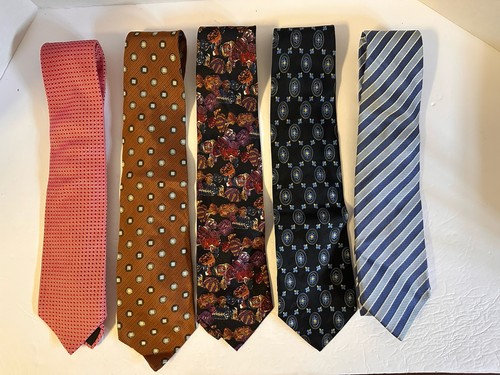 Hugo Boss Silk Necktie Tie Lot of 5 Made In Italy Abstract Striped ...