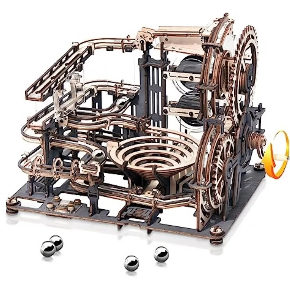 Robotime Marble Spaceport - DIY 3D Wooden Puzzle Mechanical Model Kit ...
