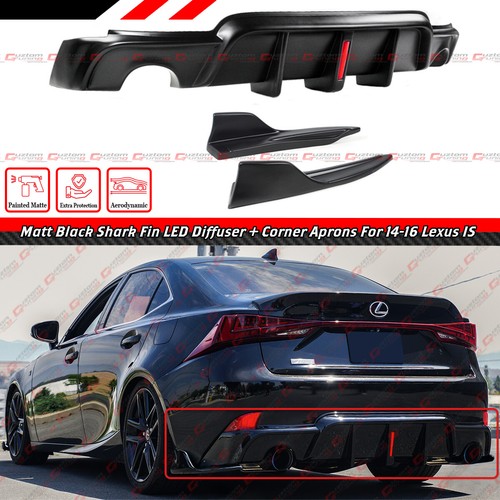 For 14-16 Lexus IS250 IS350 CTM Design Matt Black LED Rear Diffuser ...