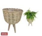 NEW 29cm NATURAL WICKER POT PLANT HOLDER WITH 3 LEGS, FREE POSTAGE, NEW ...