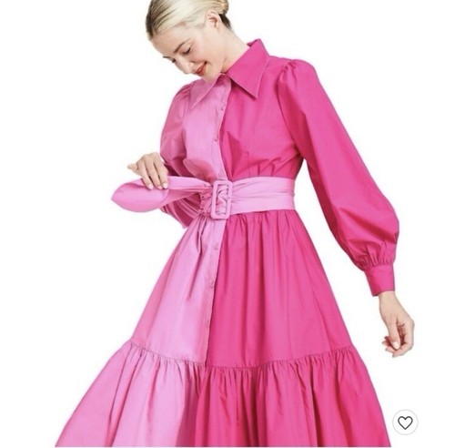 Christopher John Rogers For Target Shirt Dress Size 10 Pink Color Block ...