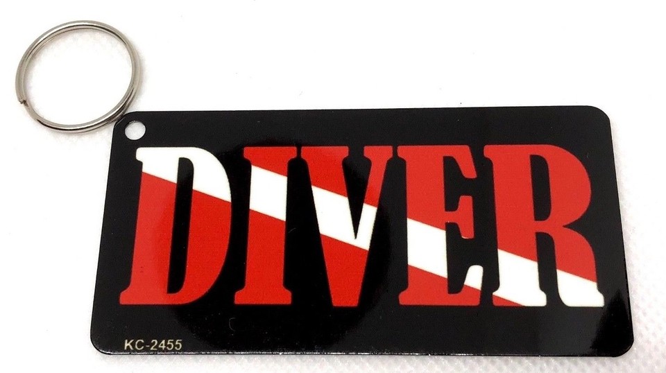 DIVER keychain metal 1.5 X 3scuba dive stocking stuffer party christmas ...
