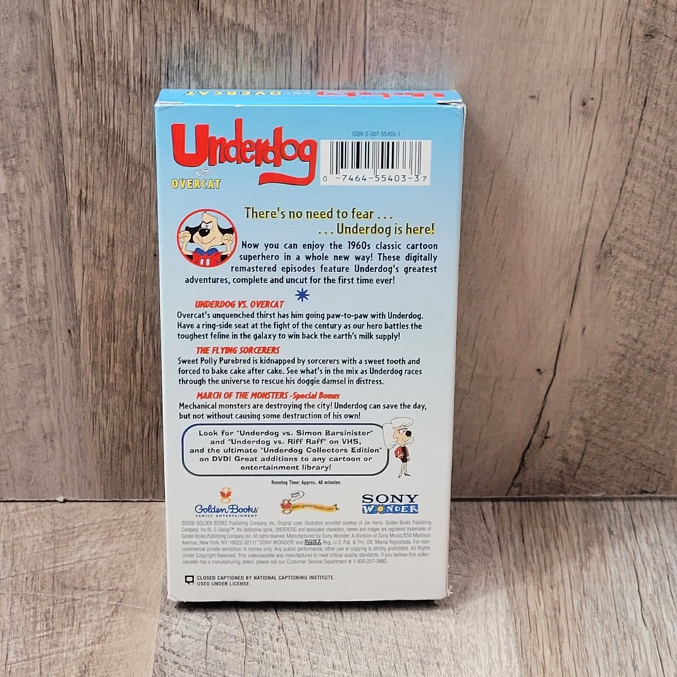 Underdog Vs Overcat VHS Video 2 episodes + Bonus 2000 Golden Books Sony ...
