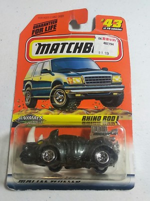 MATCHBOX ANIMALS CHARCOAL GRAY RHINO ROD #43 NEW | eBay