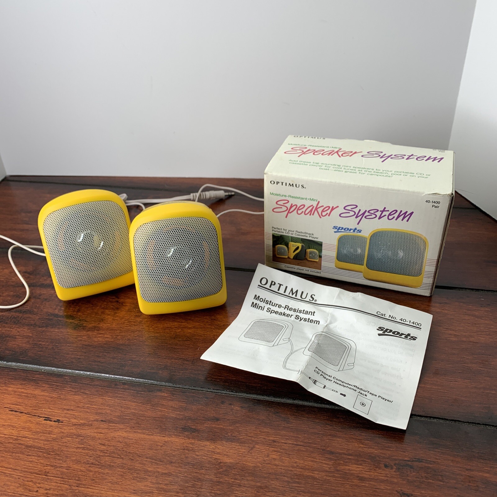 Vintage Optimus 40-1400 Mini Sport Pair Of Speaker System Yellow | eBay