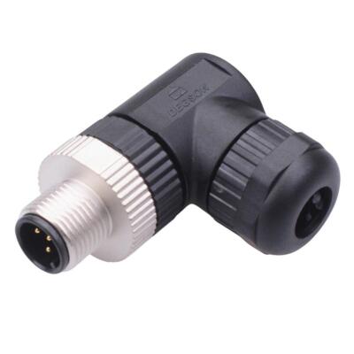 5 Way M12 Right Angle Male Industrial Circular Connector IP67 4A 60V ...