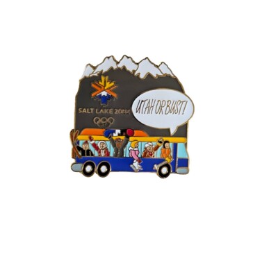 Olympics 2002 Salt Lake City SLC Lapel Pin Tack Utah Or Bust Bus Winter ...