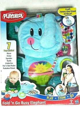 Playskool Fold 'n Go Busy Elephant 7 Busy Fun Activities Blue Baby ...