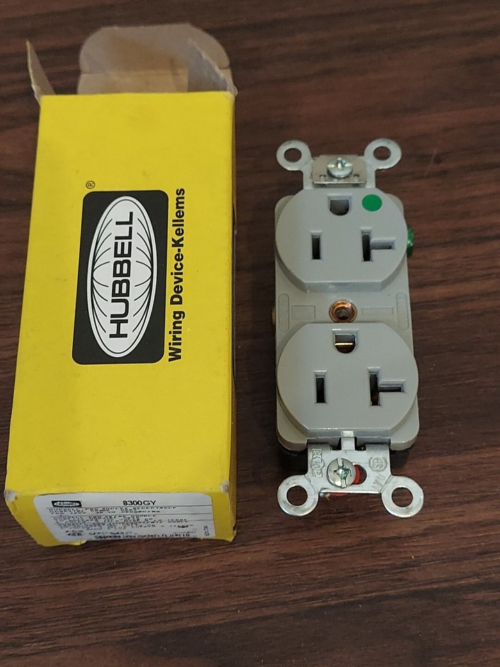 Hubbell HBL8300GY (hbl 8300 gy) Hospital Grade Pro Duplex Receptacle ...