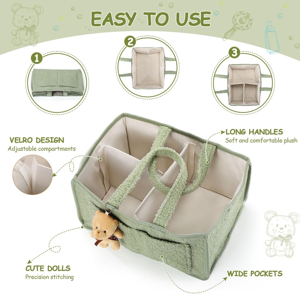 2 Pcs Large Baby Diaper Caddy Organizers Christmas Gift Bags Nursery ...