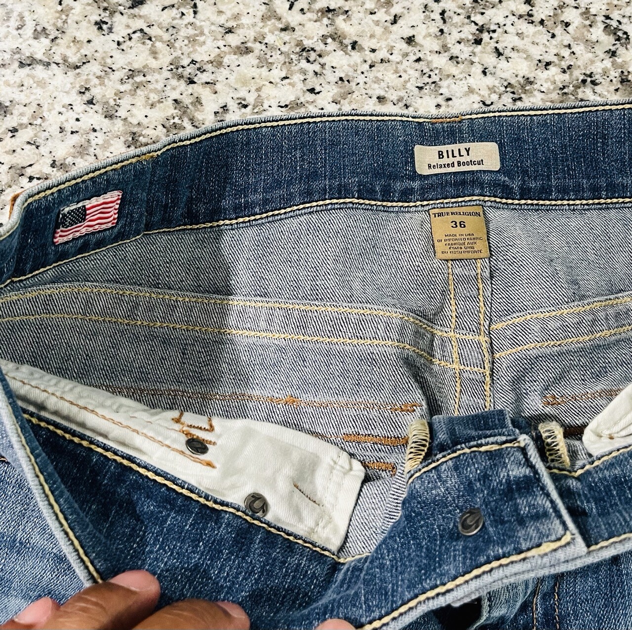 True Religion Billy Relaxed Boot Cut Flap Back Pockets Blue Jeans Men’s ...