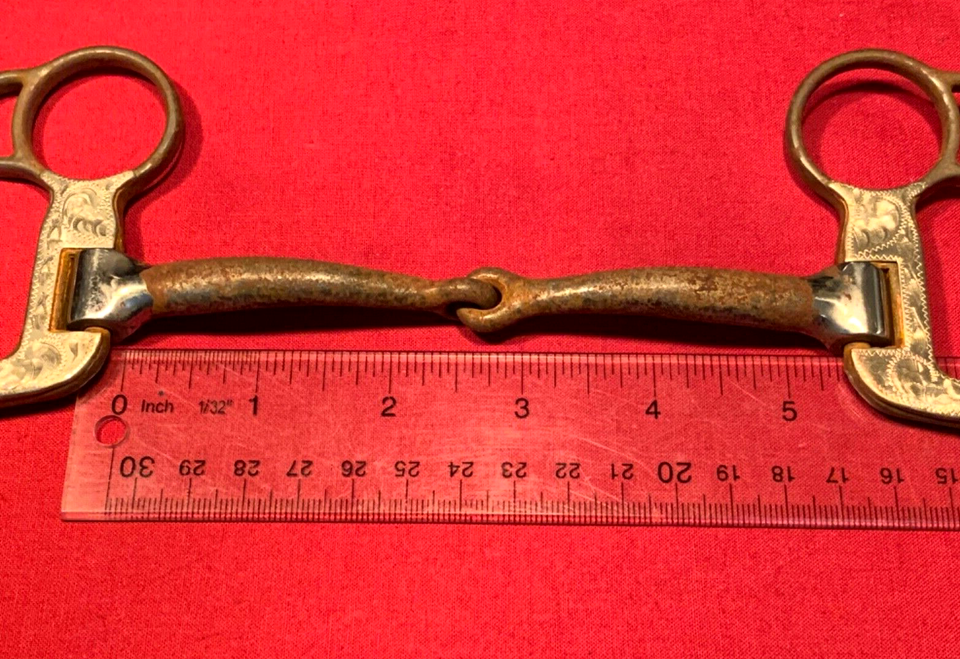 Engraved Silver Shank Snaffle Bit, 5 1/4" Mouth for Western Show Horse ...