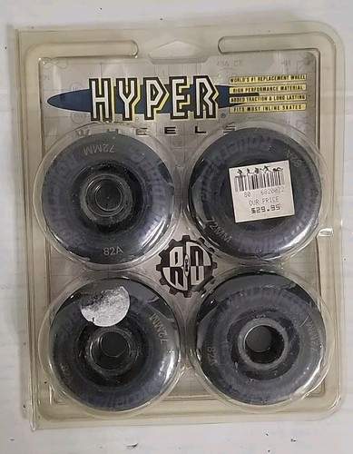 Vintage Hyper Wheels 4-Pack Black 82A Inline Skating Wheels 72mm ...