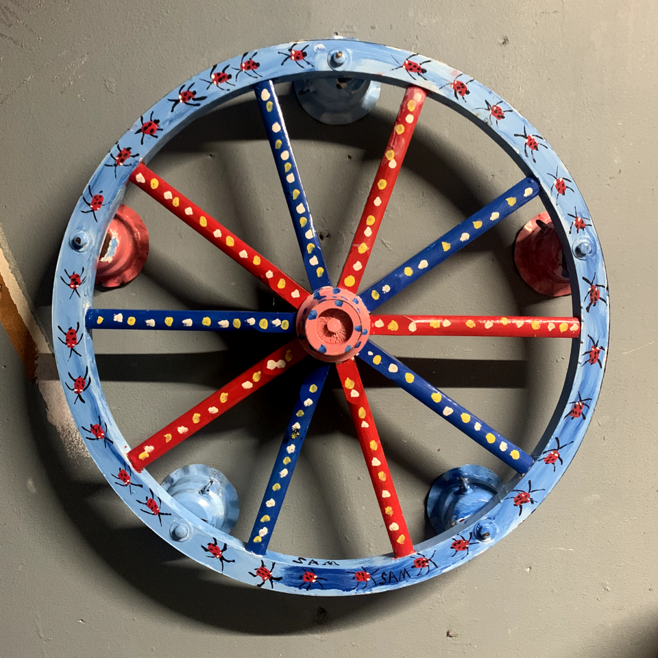 SAM The Dot Man McMillan Folk Art Painting on Wheel *signed original | eBay