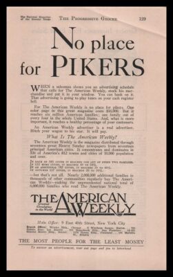 1929 The American Weekly Magazine Promotion No Place For Pikers Vintage ...