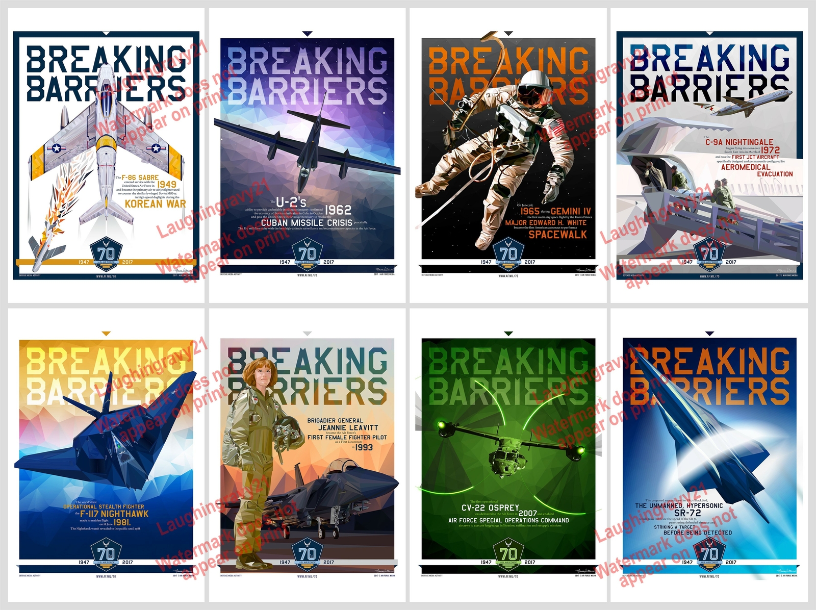 USAF United States Air Force 70th Anniversary Breaking Barriers Set - 8 ...