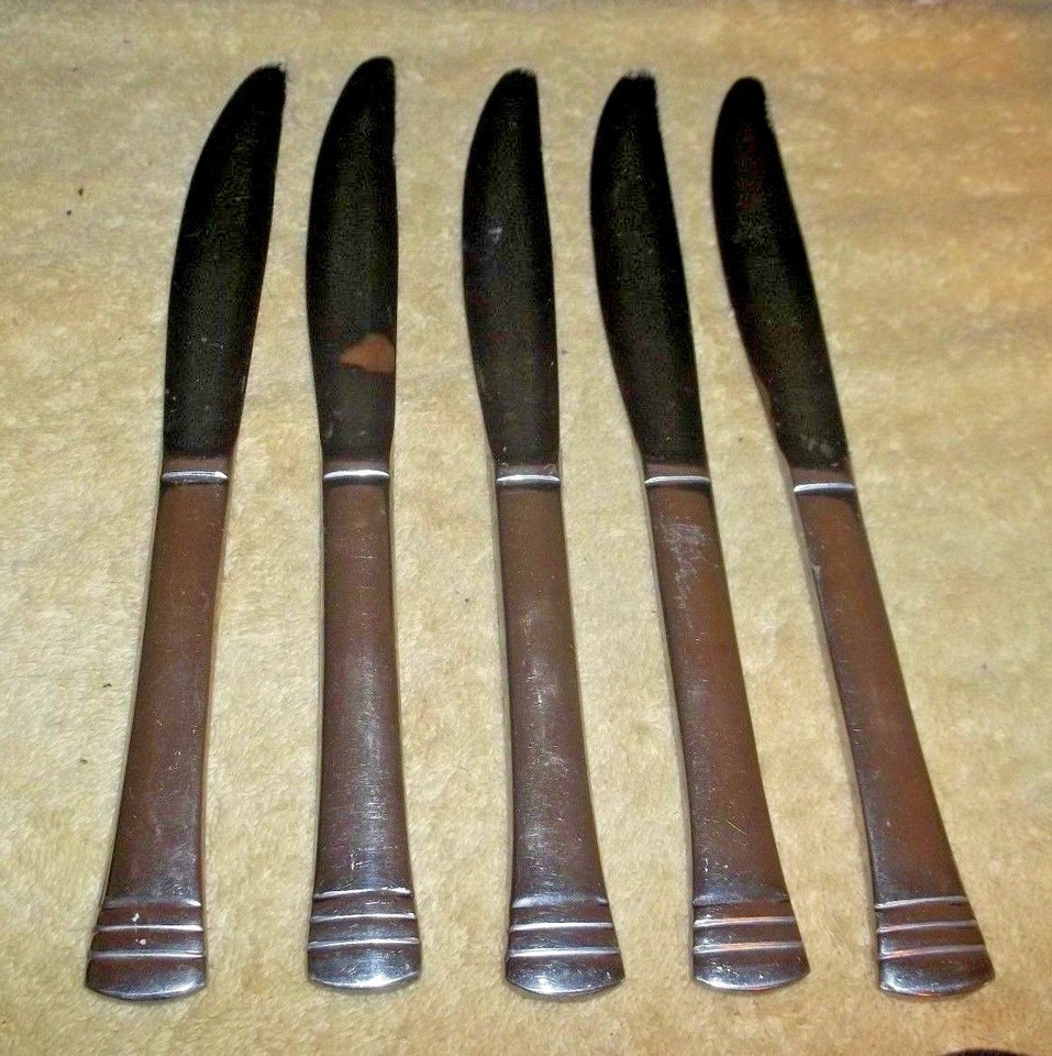 5 Cambridge Stainless Silverware - CODIE - Solid Handle Dinner Knives ...