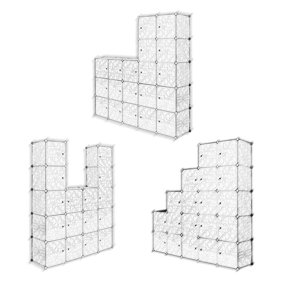 Mondeer 20 Cube DIY Wardrobe Plastic Cupboard Organizer Storage Clothes ...