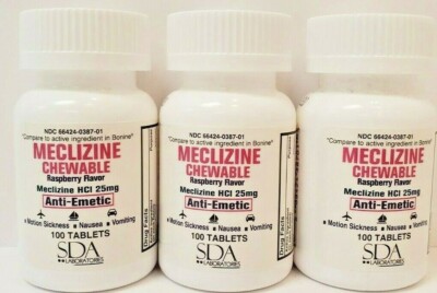 SDA Meclizine 25mg Chew Tablets, Anti Nausea, 100ct, 3 Pack (Generic ...