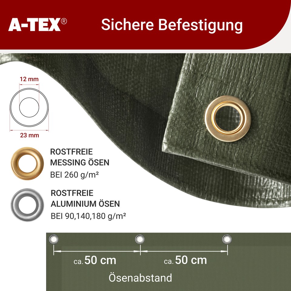 A-TEX® Abdeckplane Plane mit Ösen Holzplane Gewebeplane Bootsplane ...