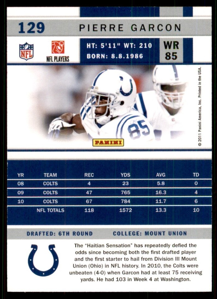 2012 Panini Prestige Pierre Garcon Washington Redskins #85 NFL Football ...