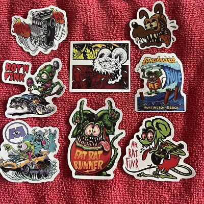 🔥 8 Rat Fink Mouse Ed Big Daddy Roth Hot Rod Art Vinyl Decal Sticker ...