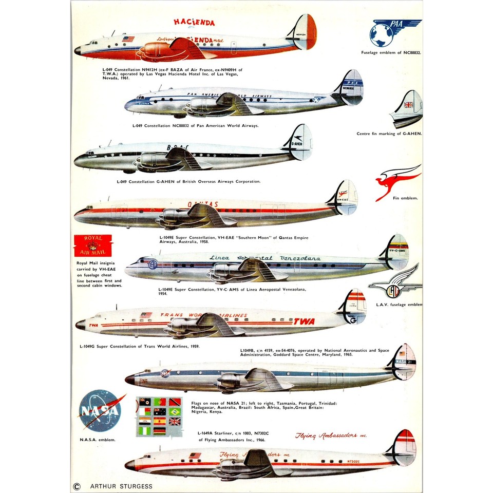 Flags On Nose Of NASA 21 Tasmania Portugal 1969 Aircraft Warplane Print ...