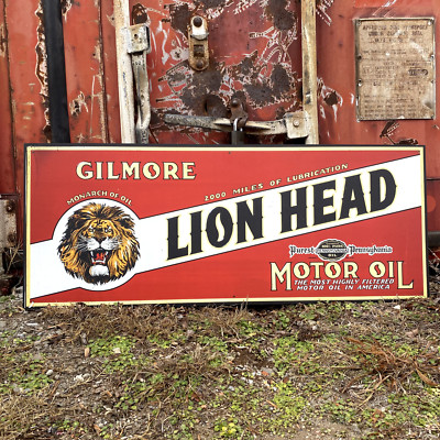 38in Gilmore Lion Head Gas and Oil Sign Vintage Style Repop Sign | eBay