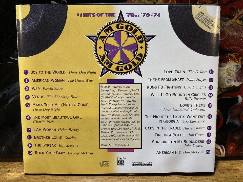 TIME LIFE AM GOLD: #1 HITS OF THE '70S '70-'74 CD! 20 TRACKS W/JIM ...