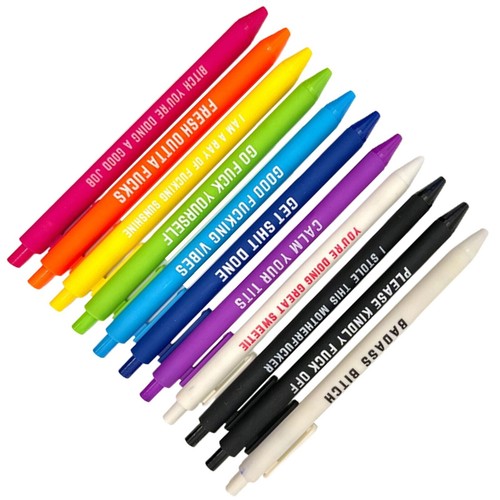 11Pcs Funny Pens Swear Word Pen Set Black Ink Writing Pen Funny Office ...