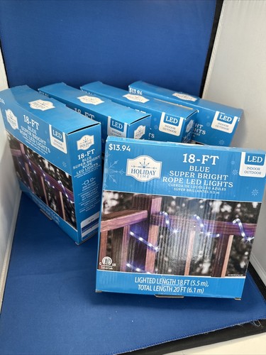 Holiday Time 18 FT Blue Super Bright Rope LED Lights 18 FT Long Lotus ...