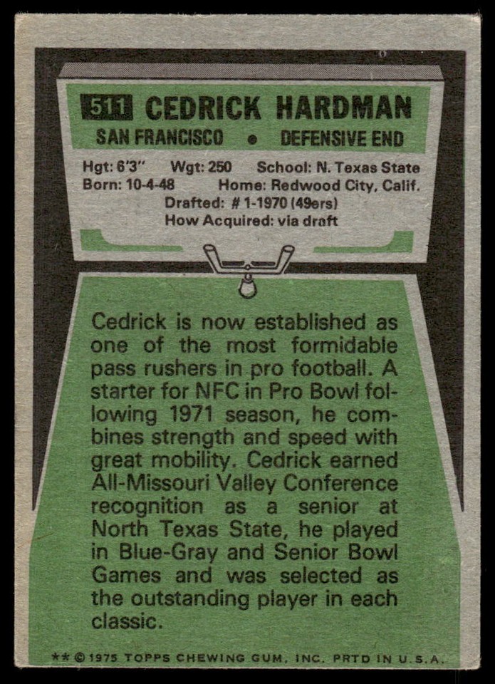 1975 Topps #511 Cedrick Hardman | eBay