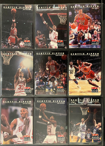 SCOTTIE PIPPEN, 1992, SKYBOX, USA Basketball, Lot of 9, #64-72, All ...