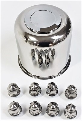 Trailer Wheel Lug and Cap Set. Stainless Steel Hub Cover 8 SS Lugs 4 ...