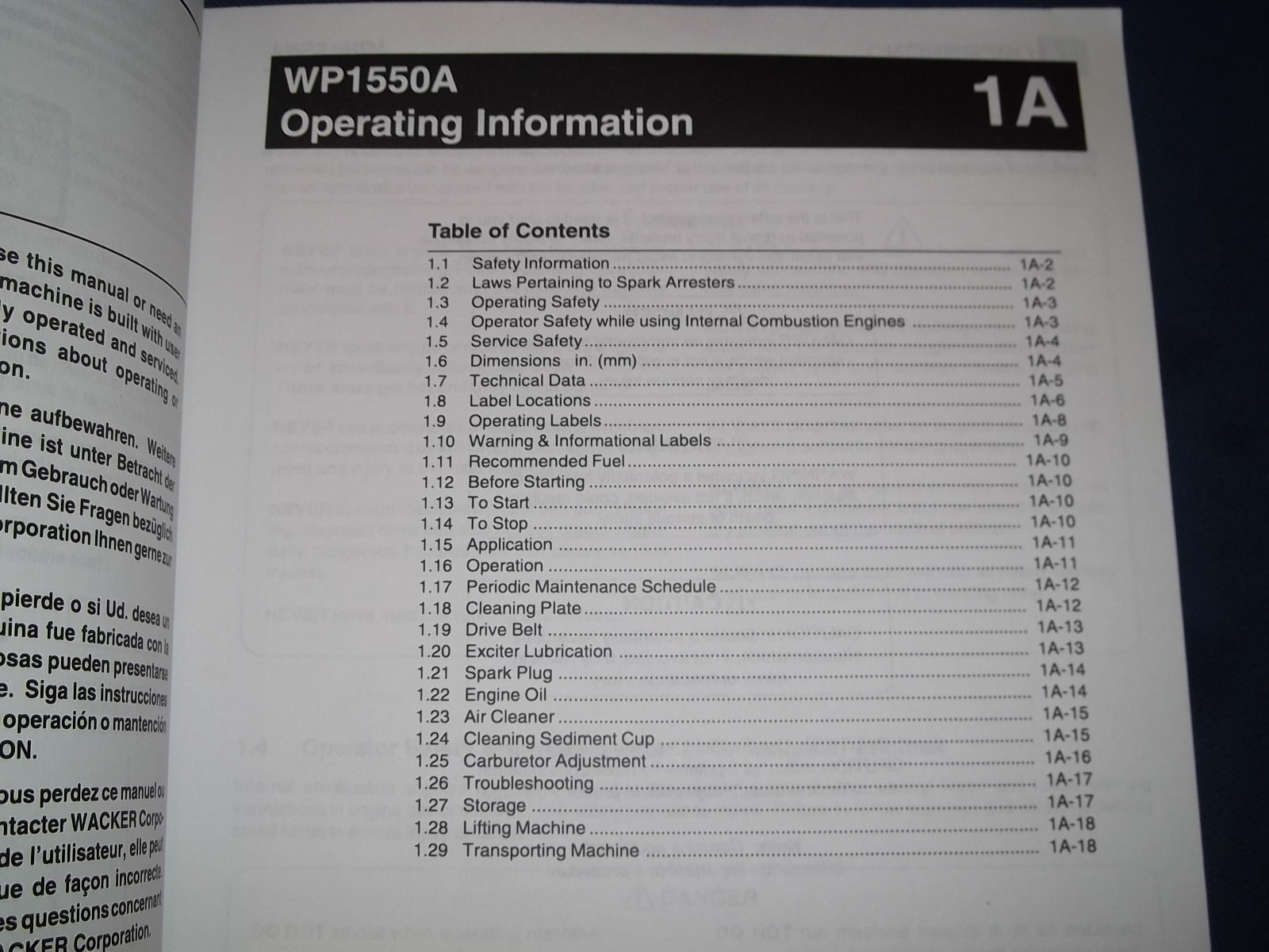 WACKER WP 1550A 1550AW VIBROPLATE COMPACTOR PARTS OPERATION ...