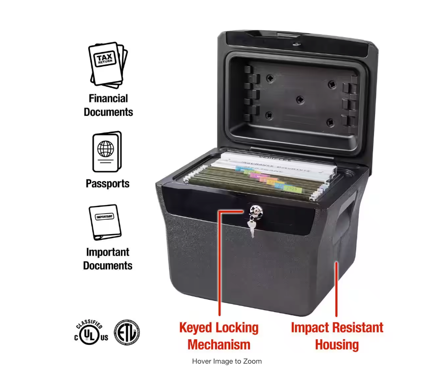 File Safe Security Box Case 0.66 cu. ft. Fire and Water Resistant ...