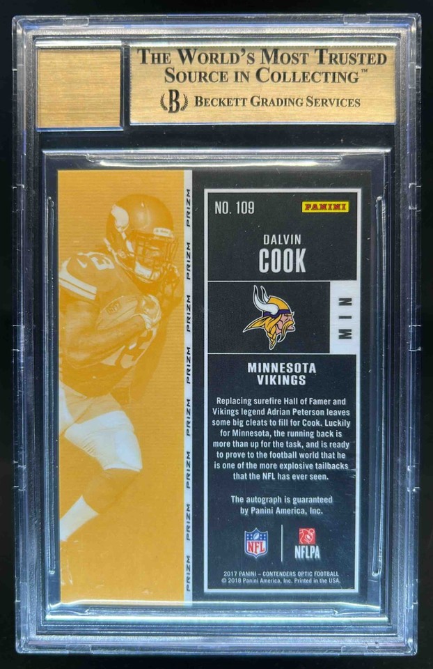 2017 Contenders Optic Dalvin Cook RC Rookie Ticket Auto #109 BGS 9.5/9 ...