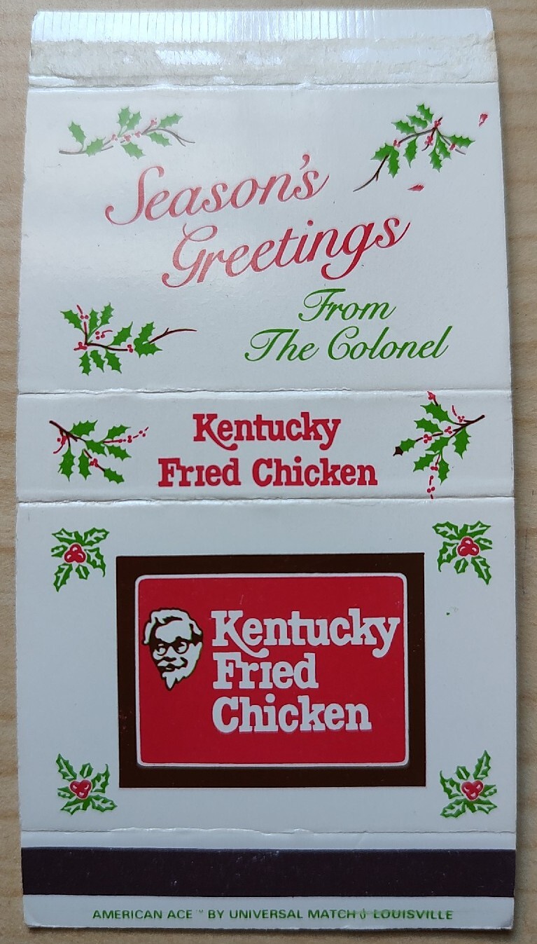 Kentucky Fried Chicken Matchbook Cover Season's Greetings From The ...