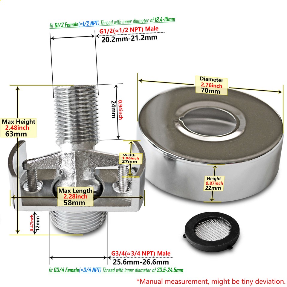 Eccentric Adapter G1/2 Male x G3/4 Male Connector Longer for Valve ...
