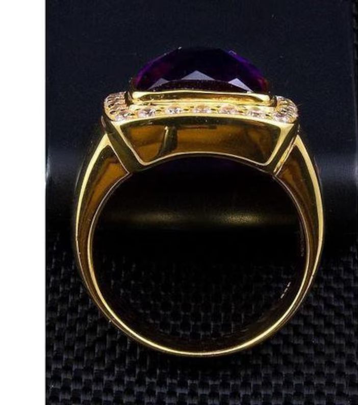 3.00 Ct Cushion Cut Simulated Amethyst Men's Bishop Ring 14K Yellow ...