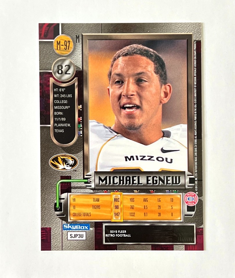 2012 Fleer Retro Football PMG Michael Egnew Missouri Tigers M-97 Rookie ...