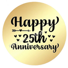 GOLD FOIL HAPPY 25TH ANNIVERSARY ENVELOPE SEALS LABELS STICKERS PARTY ...