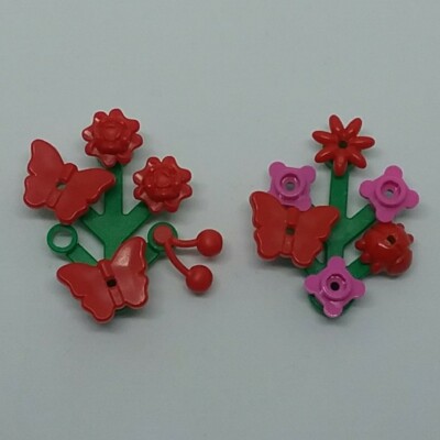 Lego Dk Green Plant Leaves Red Rose Butterfly Ladybug Cherry Bright ...