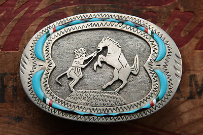 Vintage Hand Made Indian Horse Native American Style Western Belt ...