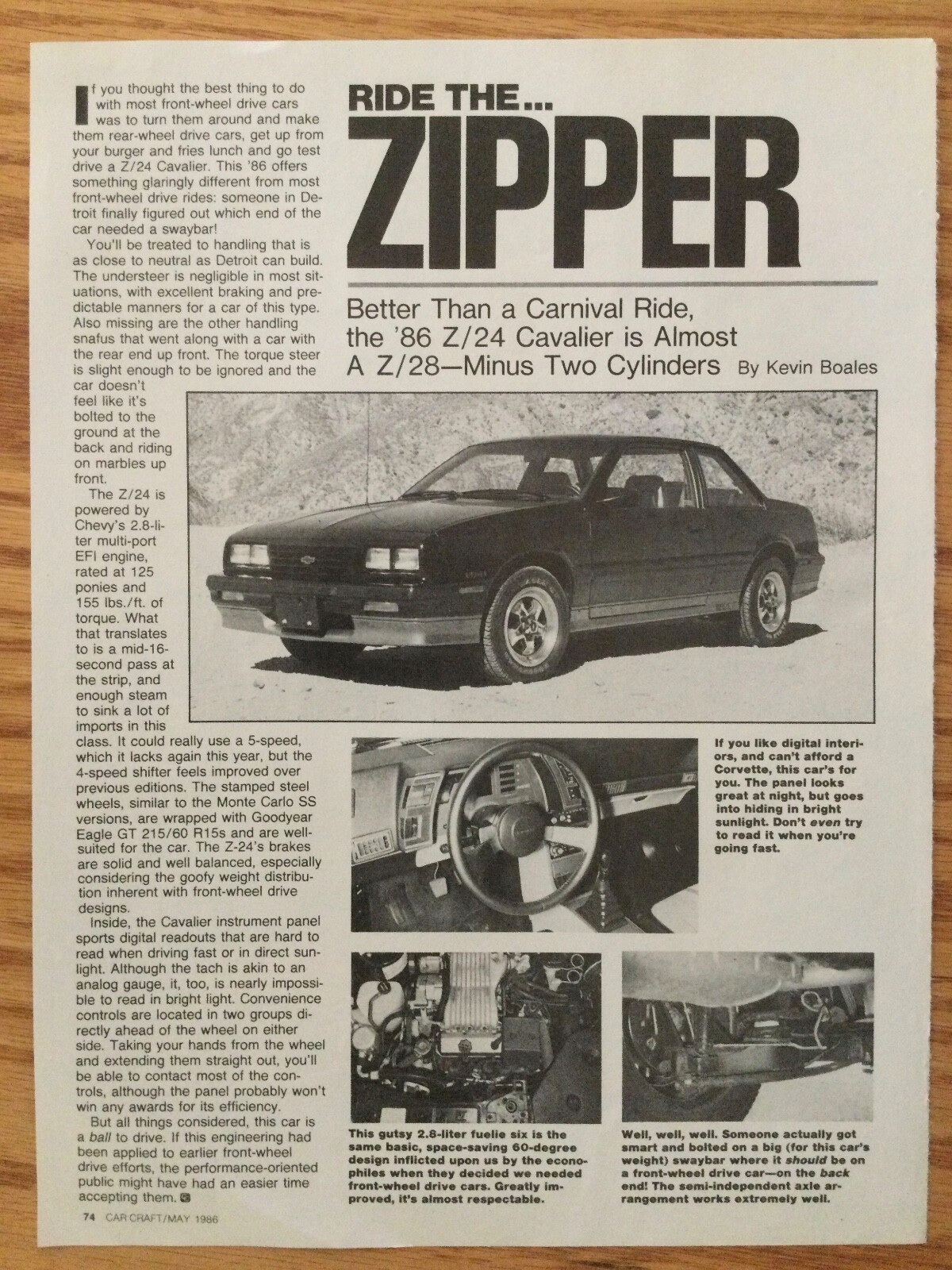 CAVALIER #19 Article 1986 Chevy Cavalier Z24 1 page May 1986 A Z28 ...